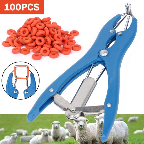 SHEEP LAMB CASTRATION APPLICATOR BANDER + 100 LEADER MARKING BLUE TAIL ...
