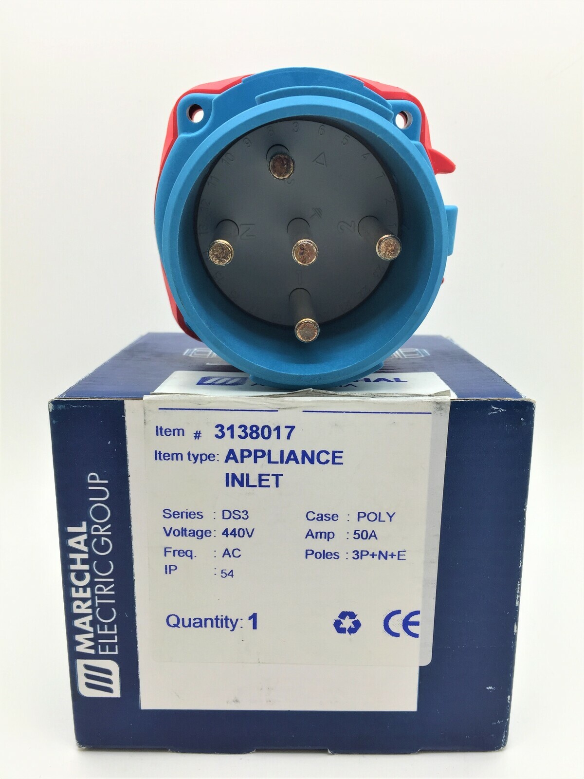 Marechal 3138017 DS3 Plug Appliance Inlet Size 3 50A 440VAC 3P+N+E Poly ...