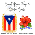 PUERTO RICO MINI BANNER FLAG & STICKER COMBO | eBay