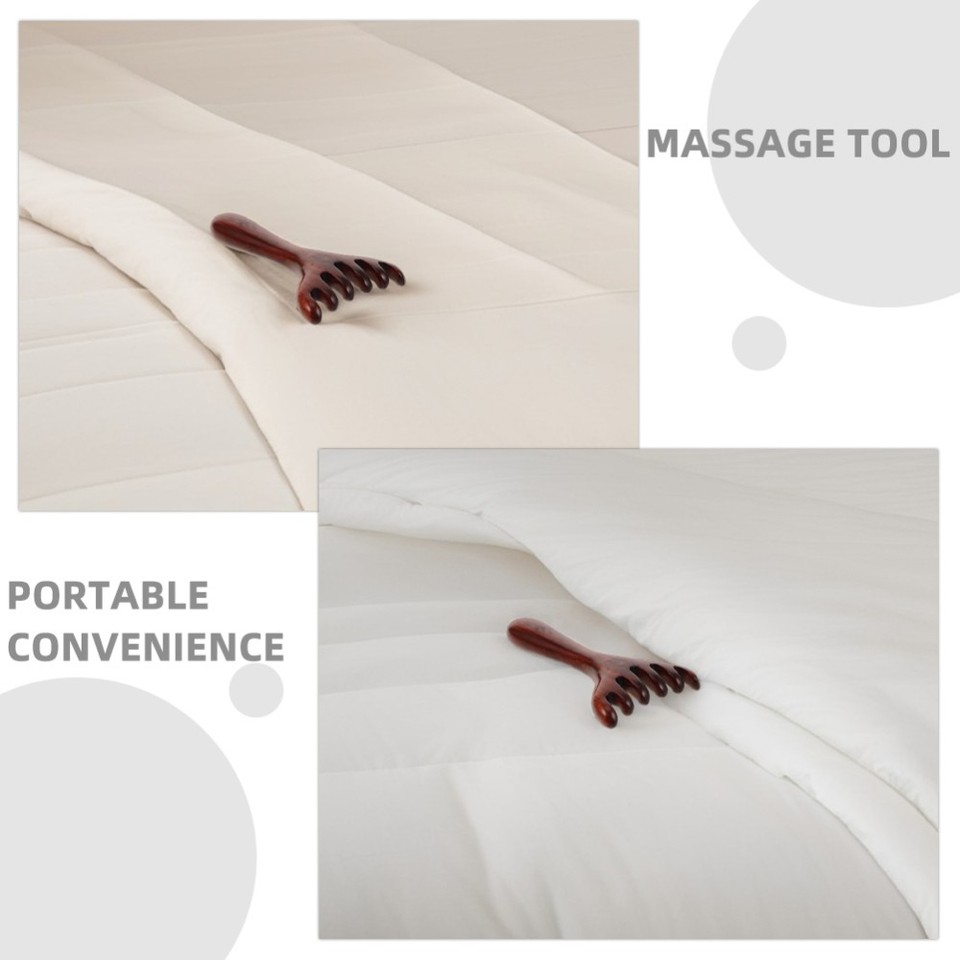 2 Pcs Meridian Dredging Rake Face Scalp Tool Solid Wood Massage Comb ...