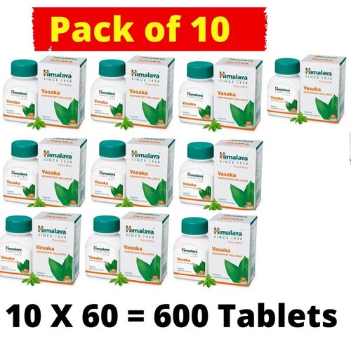 Himalaya Vasaka 60 Tablets x10 | Herbal Respiratory Support | Natural ...