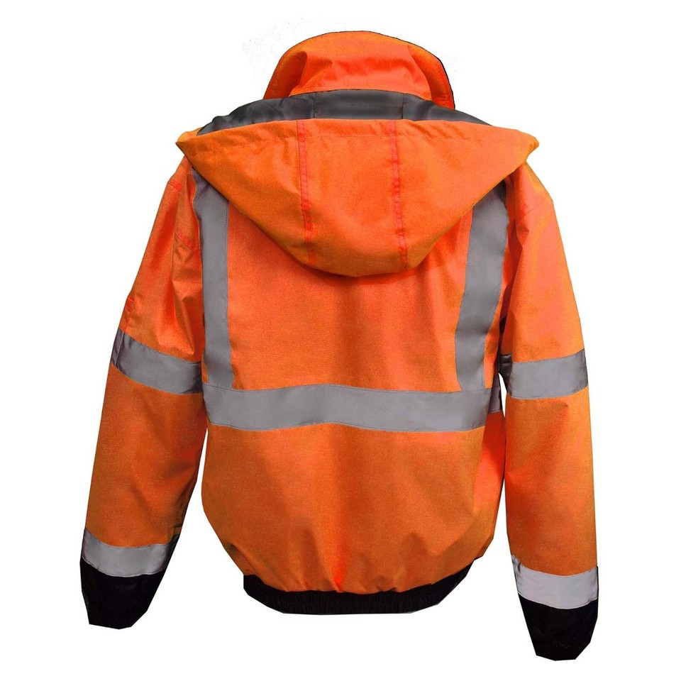 HIGH VISIBILITY WATERPROOF HI VIS REFLECTIVE INSULATED ROAD WORK BOMBER ...