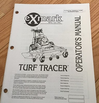 Turf Tracer Operators Manual Ex Mark Manufacturing Company | eBay