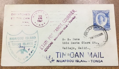 1937 Tonga TIN CAN MAIL cover to US several nice cachets | eBay