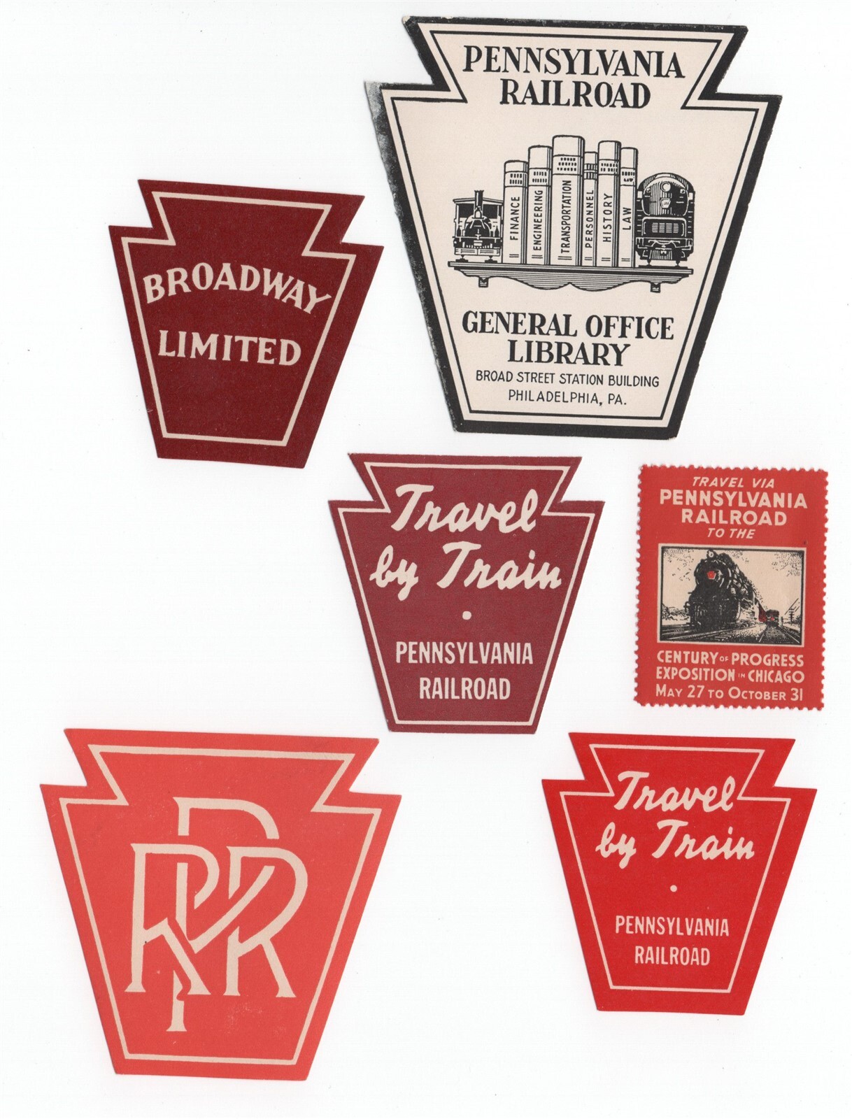 6 Pennsylvania Railroad Gummed Luggage Delivery Labels | eBay