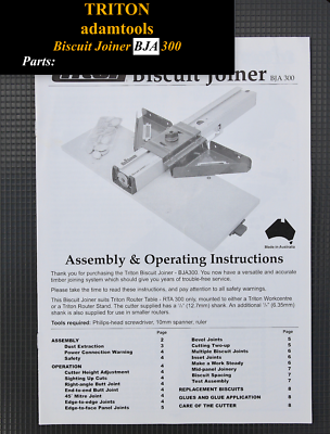 Triton biscuit joiner Assembly and operation instructions Manual | eBay