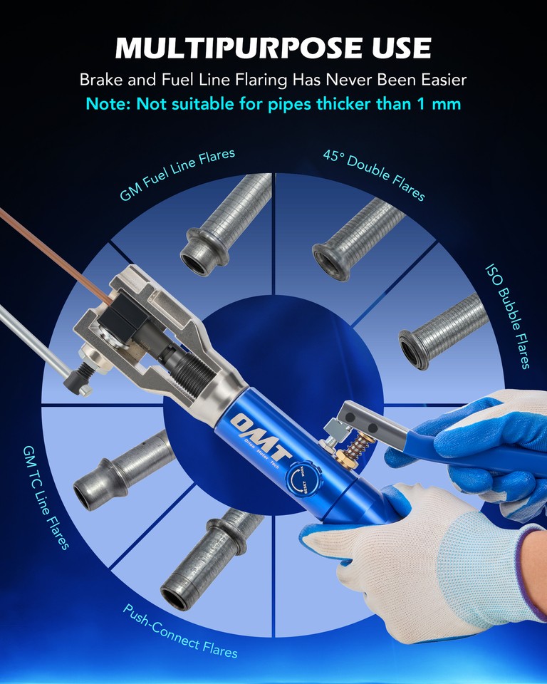 OMT Universal Hydraulic Flaring Tool Set Brake Line Flaring Tool Kit ...