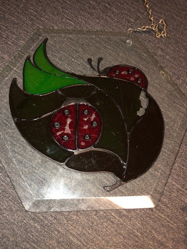 Contemporary Fused Art Glass Hanging Plaque Ladybugs 8” All Around | eBay