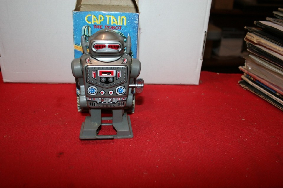 Vintage Captain Robot Windup Tin Toy w/box Korea Works! | eBay
