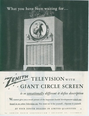 1949 Zenith Television TV On Dancers Giant Circle Screen Vintage Print ...