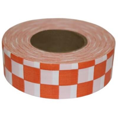 300' Presco ORANGE Checkerboard Roll Flagging Tape Safety Survey Sports ...