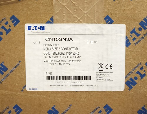 SEALED EATON CUTLER HAMMER CN15SN3A 120 VAC Size 5 CN15SN3 Contactor ...