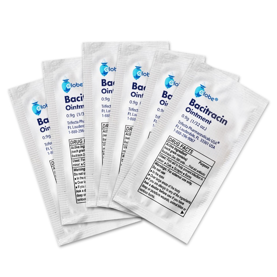 (25 Pack) Globe Bacitracin Zinc Ointment 0.9g Single Packets. First Aid ...
