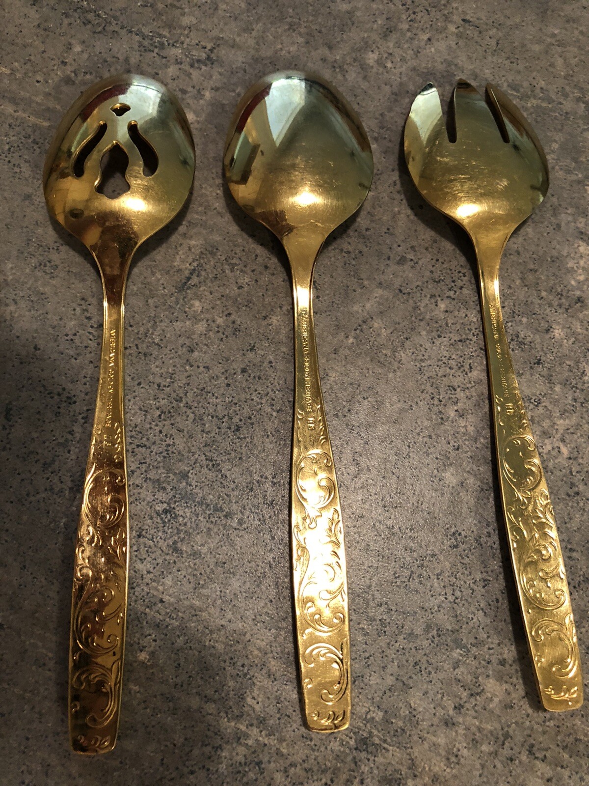 Internatl Silver Americana Golden Heritage Serving Utensils Spoon, Fork ...