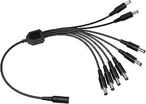 CCTV Power Splitter Cable Y Adapter for 8 Male Connections Black | eBay