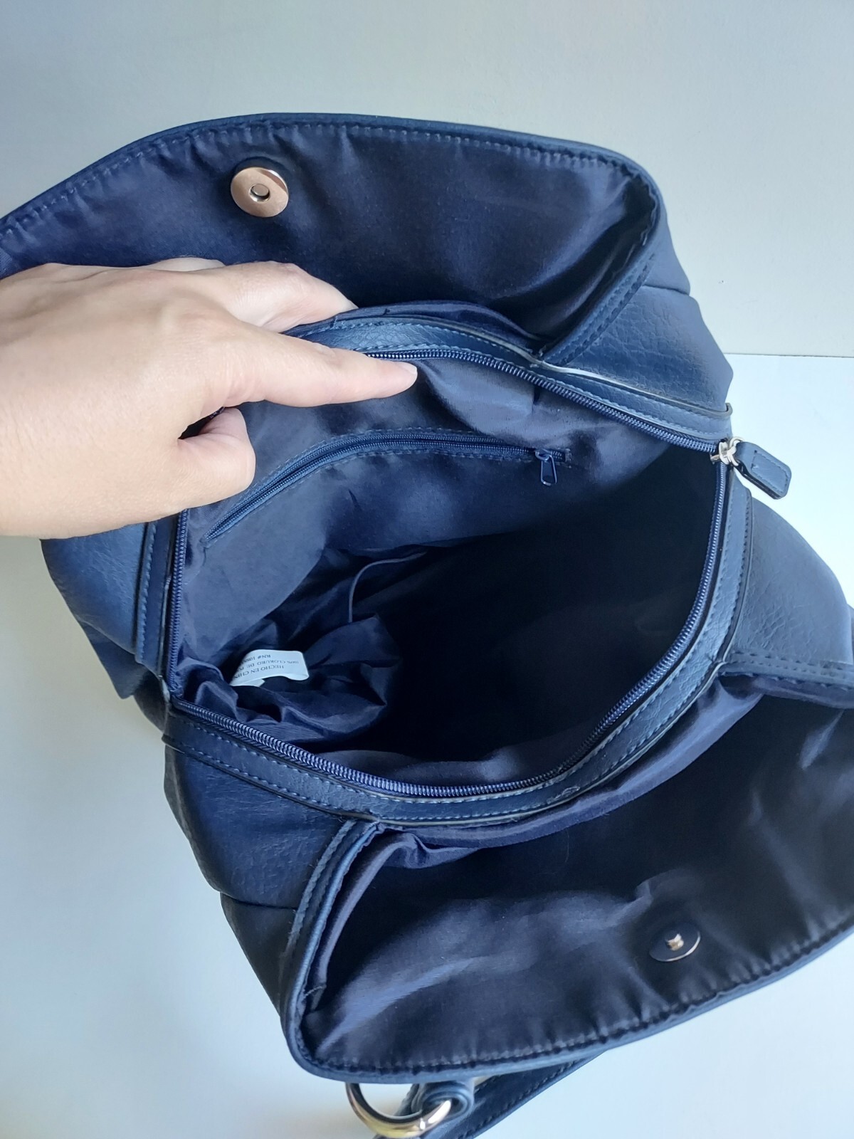 Rosetti Navy Blue Leather Handbag Double Handle Many Compartments MINT ...