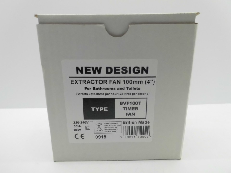 INTERVENT 4" 100mm STANDARD, TIMER EXTRACTOR FAN BATHROOM, TOILET ...