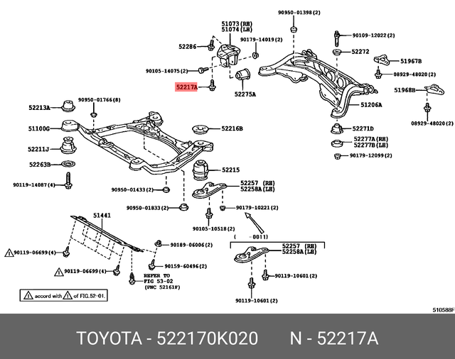Genuine OE bolt body mounting 522170K020 for TOYOTA 52217-0K020 online ...