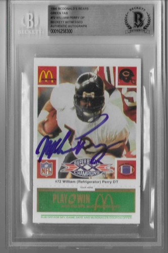 William Perry 1986 MCDONALDS BEARS SUPERBOWL ROOKIE GREEN Auto SP ...