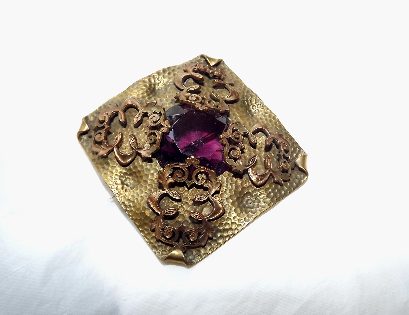 Antique Victorian Ornate Czech Sash Pin Large Purple … - Gem