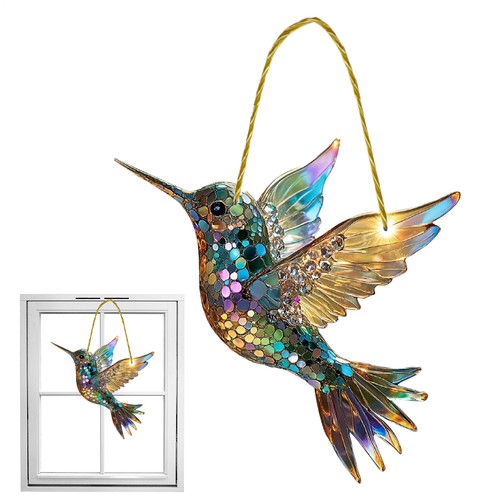 Hummingbird Suncatcher Hummingbird Acrylic Stained Glass Style Window ...