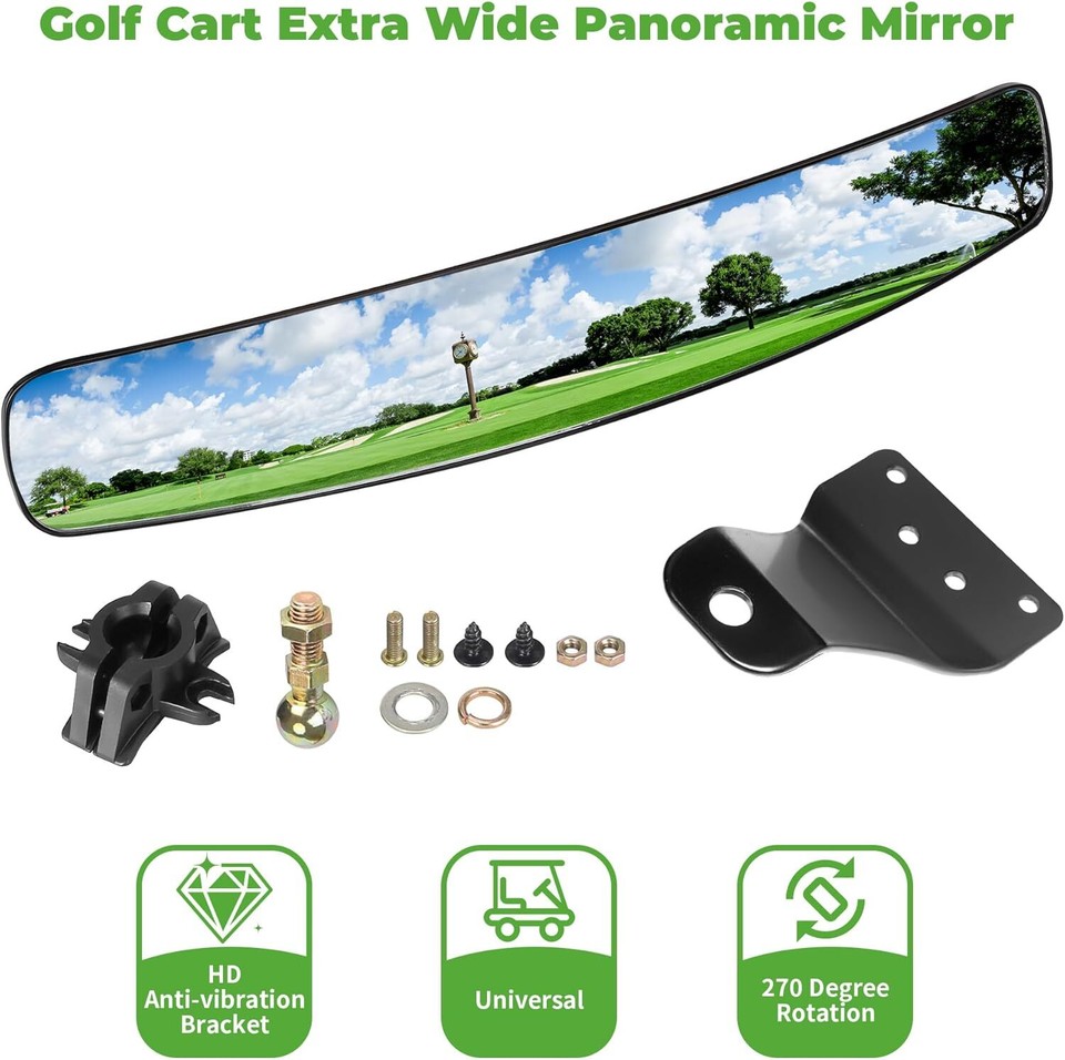 Golf Cart Mirror,Extra Wide Panoramic Rear View Mirror For Yamaha EZGO ...