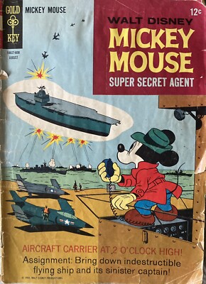 MICKEY MOUSE SUPER SECRET AGENT 1966 Gold Key Comic Book Aircraft ...