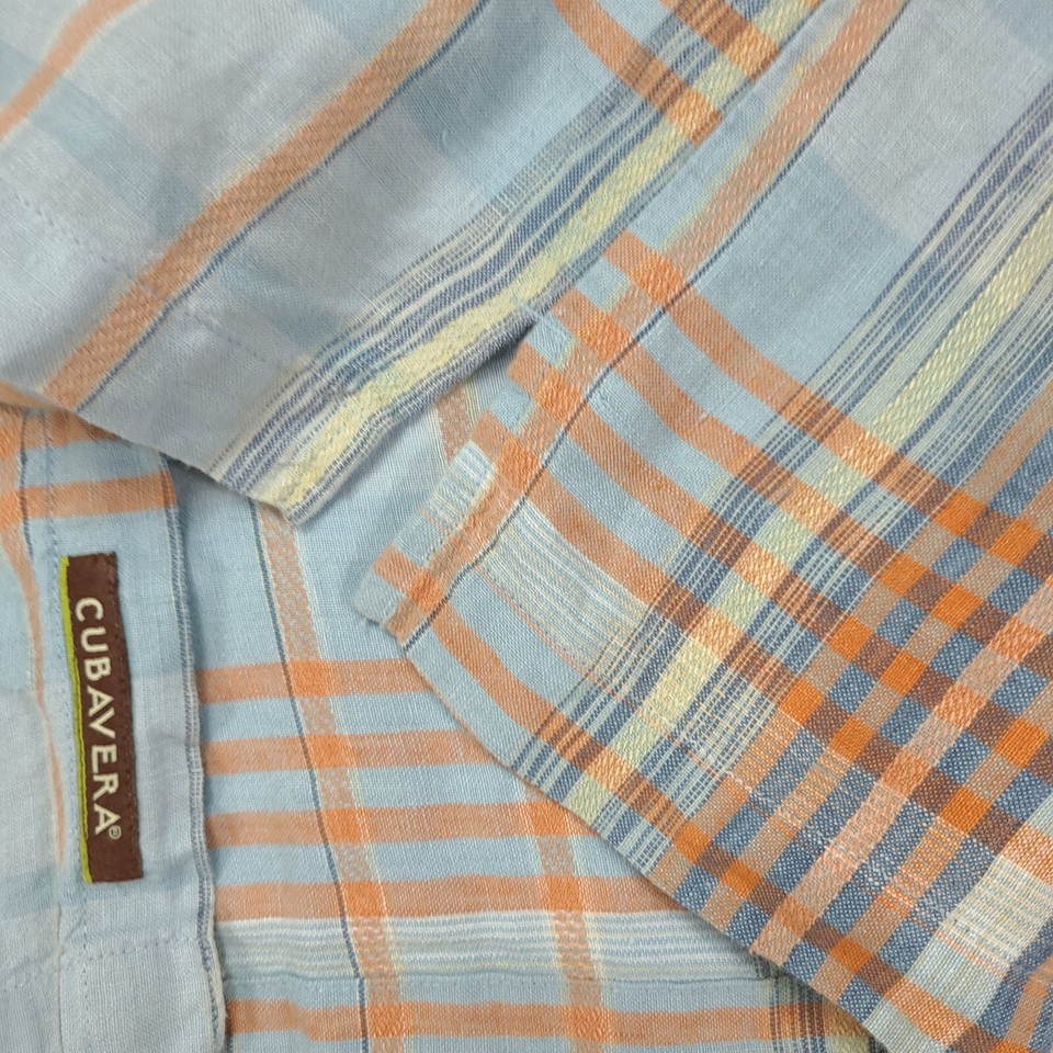 Cubavera Mens Short Sleeve Button Up Down Size M Medium 100% Linen Mint ...