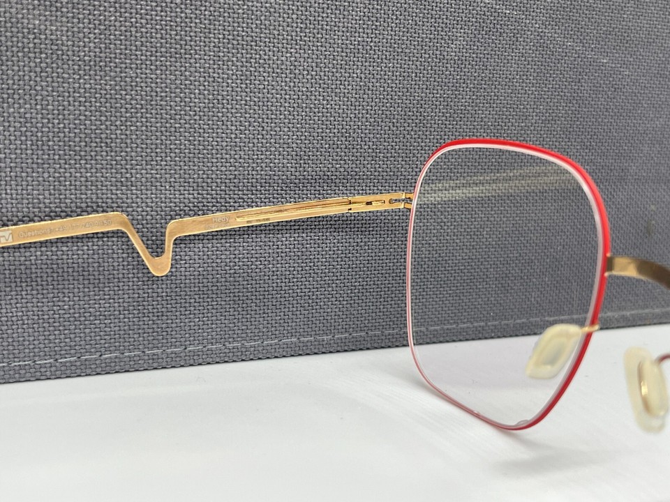 Ic Berlin Eyeglasses Frames men woman Red Gold Hedy Angular Large Np ...