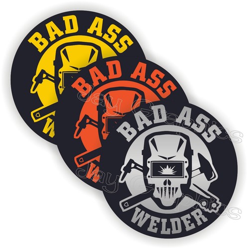 3pk Bad Ass Welder Funny Hard Hat Stickers / Welding Helmet Decals Mig ...