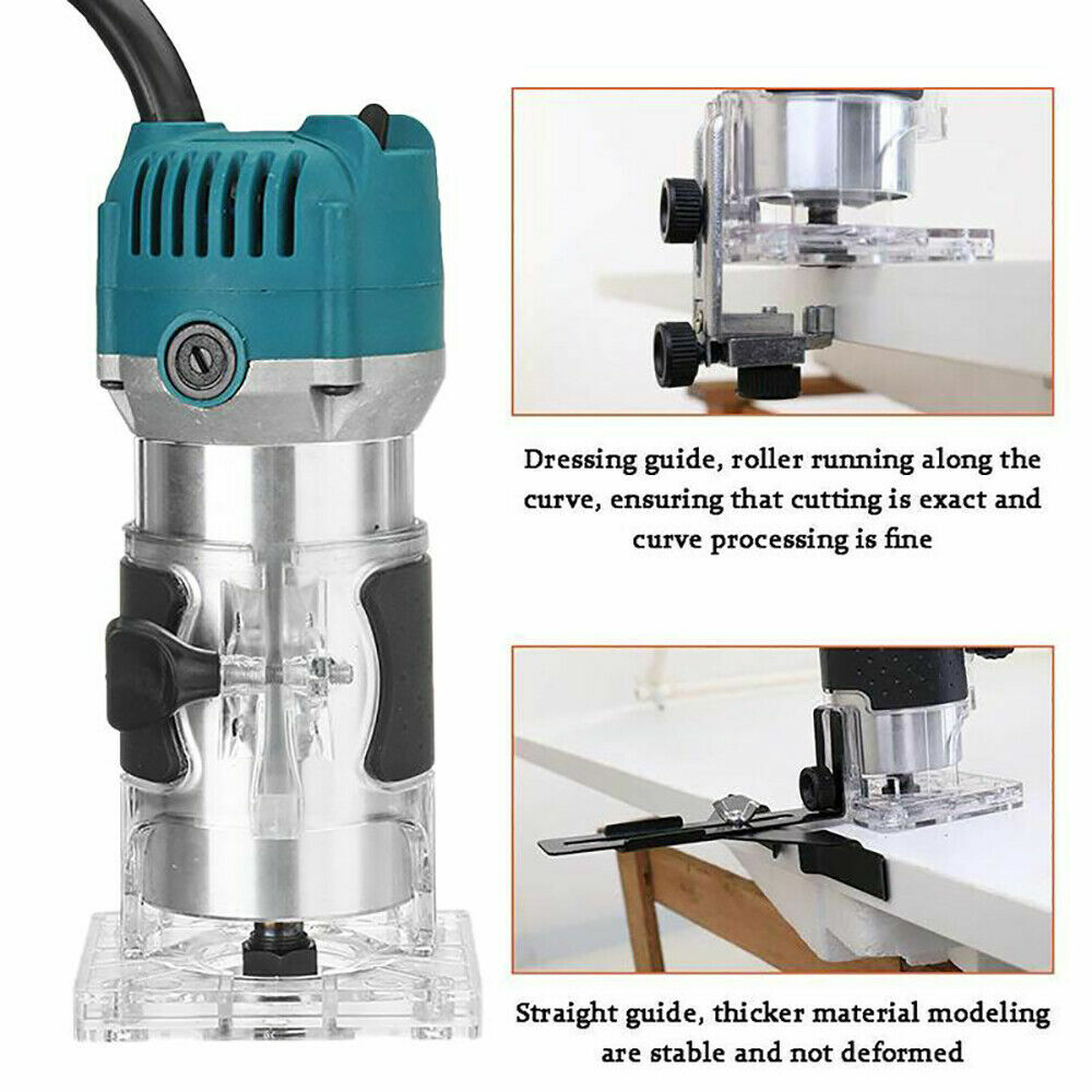 1200W 1/4" Electric Hand Trimmer Palm Router Woodworking Laminate Wood ...