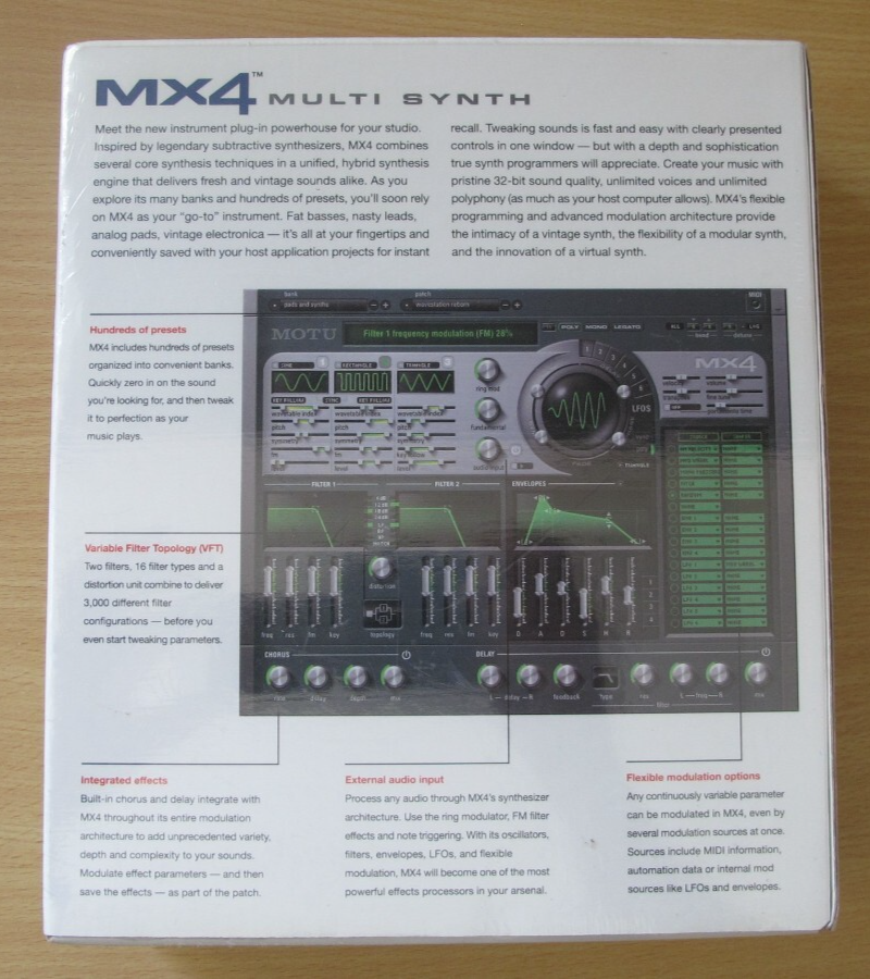 MIP MOTU MX4 Version 1.0 Multi Synthesizer Virtual Instrument (Mac OS ...