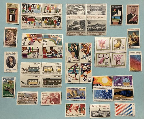 US Postage Some 1982 -84? Stamps MNH 13c Block Has A Light Disturbed ...