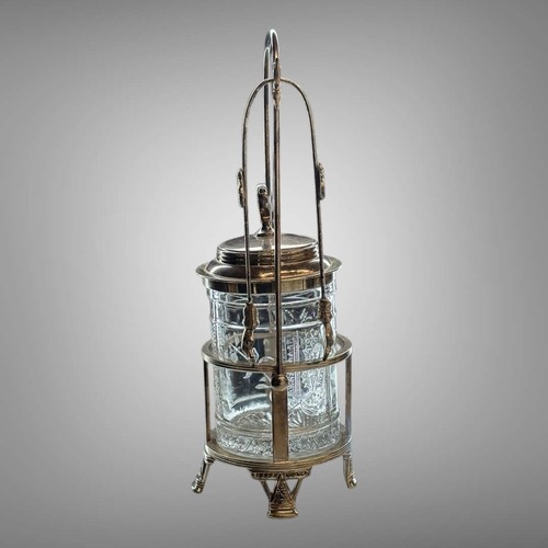 Victorian Antique Silver Plate Glass Pickle Castor Jar Set with Stand ...