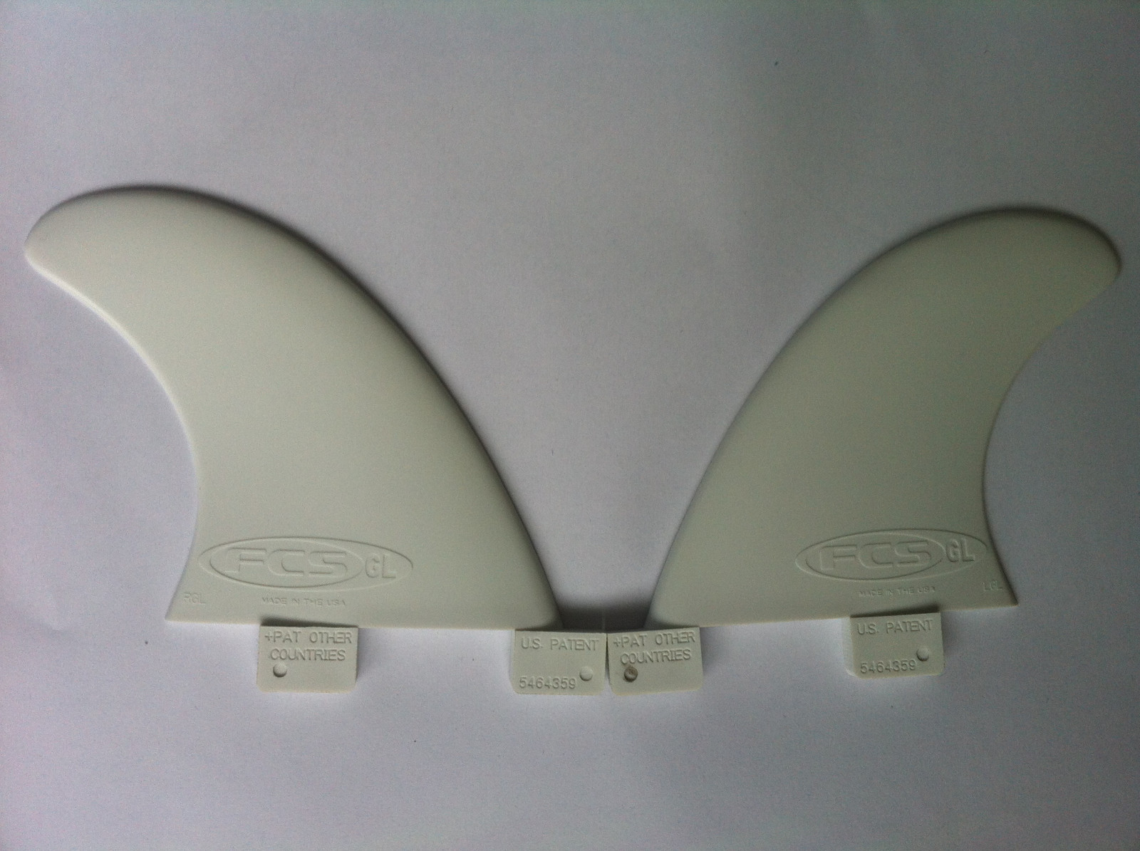 Surfboard Longboard Side Bites Fins. GL Twin Fin FCS (2 Fins). White ...