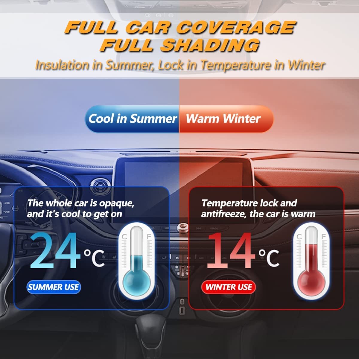 3-Layers Full Car Cover Waterproof All Weather Protection Anti-UV For ...