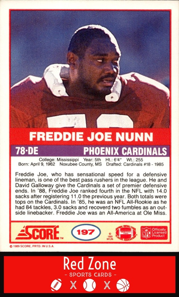 1989 Score - #197 Freddie Joe Nunn NM/NM+ | eBay