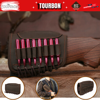 TOURBON Leather Rifle Cheek Riser Buttstock Ammo Holder for 30-30 30-06 ...