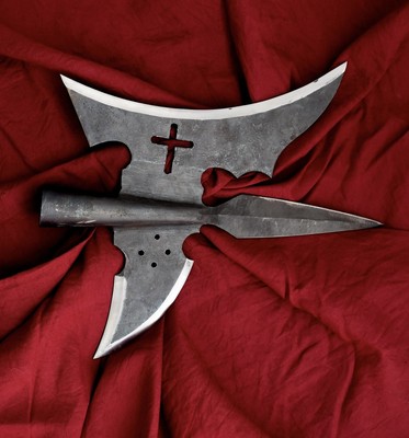 UBR CUSTOM HANDMADE HIGH CARBON STEEL HUNTING HALBERD SPEAR WITH ...