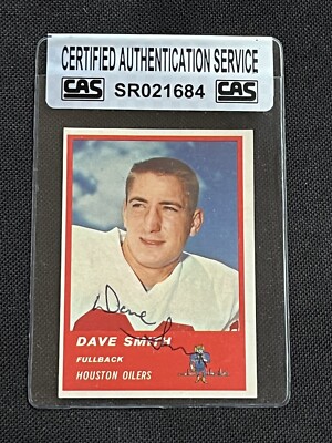 DAVE SMITH 1963 FLEER SIGNED AUTOGRAPHED CARD #35 OILERS CAS AUTHENTIC ...