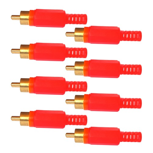 8x Cinch Stecker Rot vergoldet Knickschutz Audio Video Stecker Chinch ...