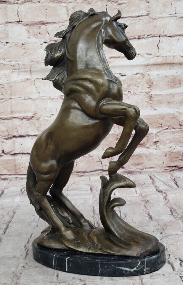 Large Original Rearing Horse Bronze Sculpture Modern Art Marble Base ...