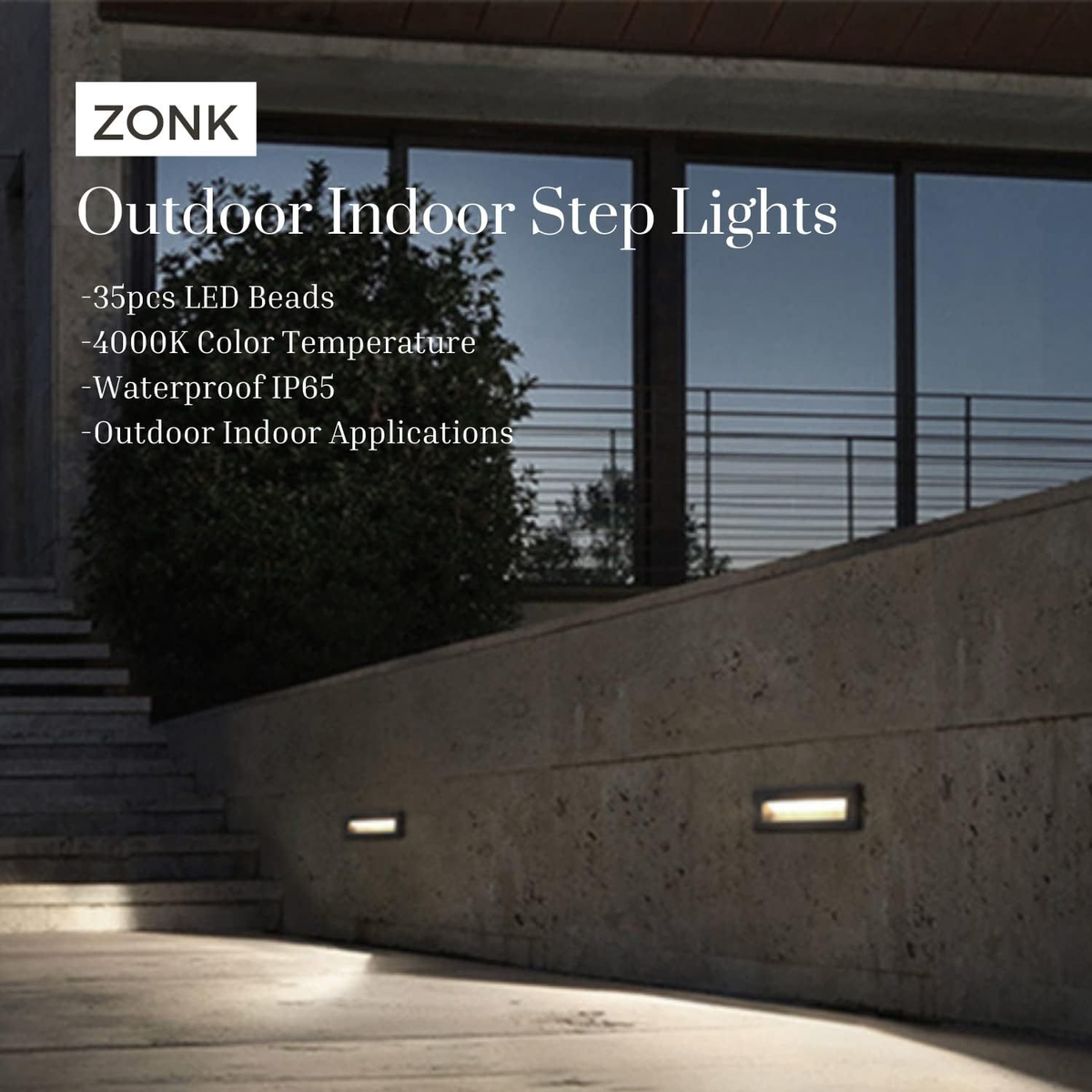 Linear Exterior Concrete Step Lighting