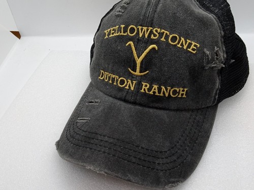 Yellowstone Dutton Ranch Trucker Ball Cap TV Hat Dark Gray Weathered ...