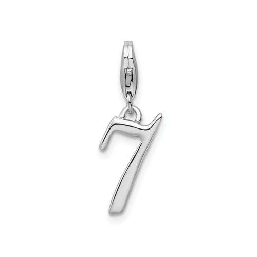 Sterling Silver Number 7 Pendant Charm Polished Spiritual Symbol for ...