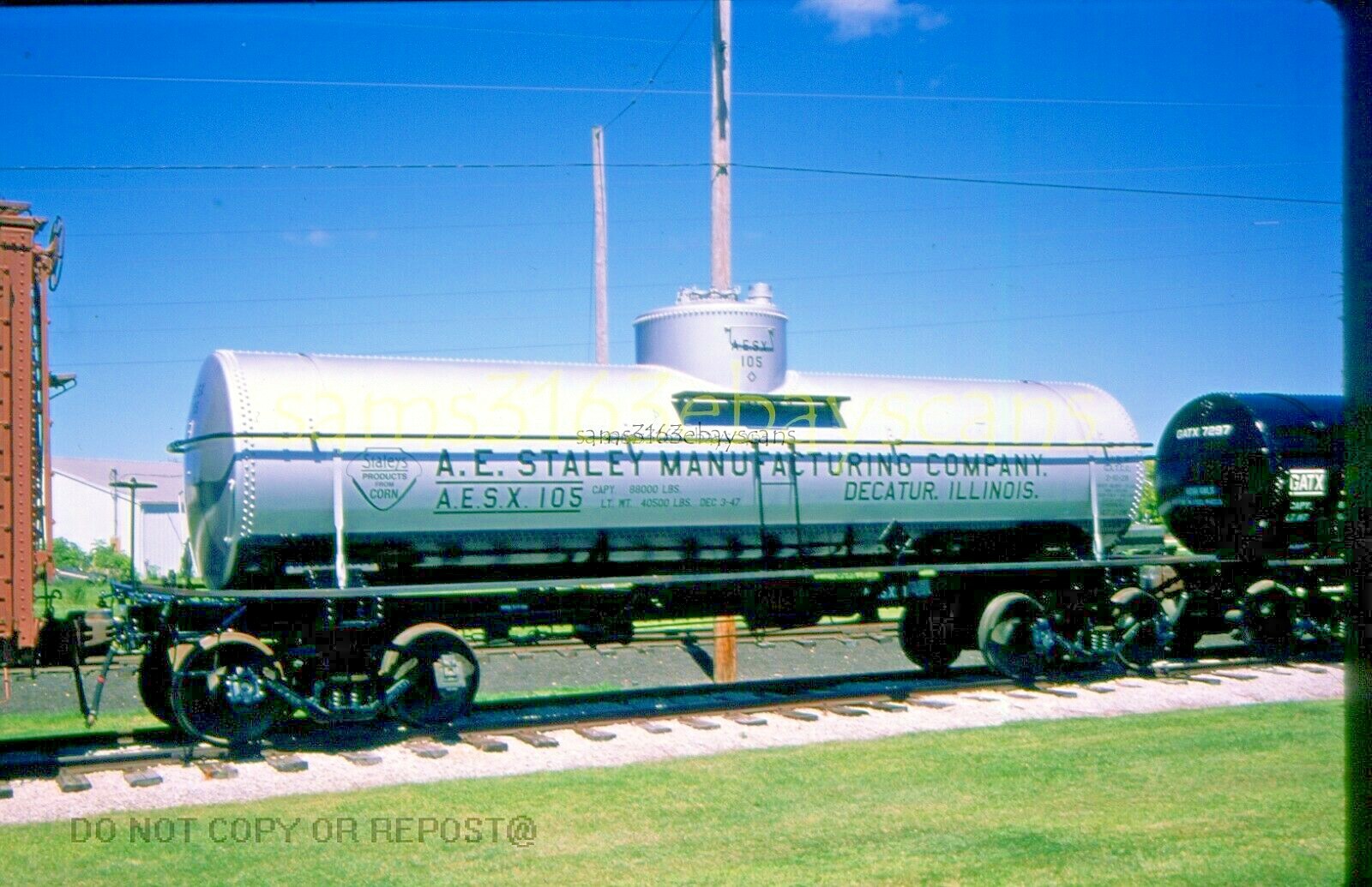 OS AESX 105 AE STALEY MANUFACTURING CO RESTORED TANK CAR MONTICELLO ...