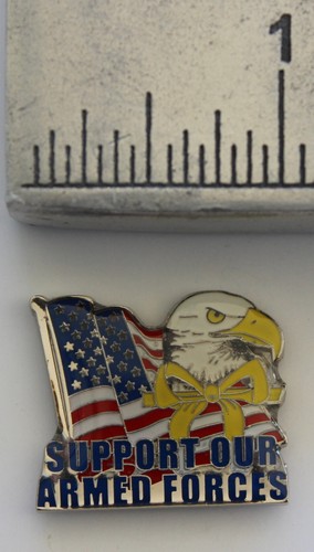 Support Our Troops Pin Eagle n American Flag Lapel Hat Tie Tack ...