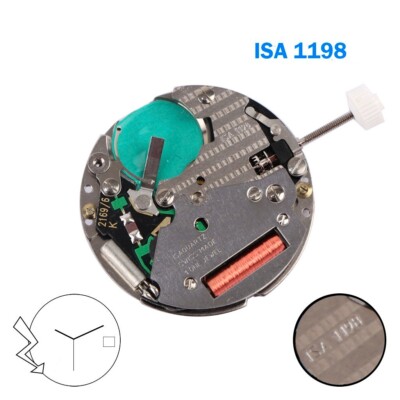 ISA 1198-32-1198-103 Swiss Watch Movement, 3 Hands, Blue Date Disk at 3 ...