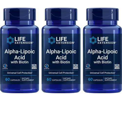 Alpha Lipoic Acid With Biotin 3X60 Caps Life Extension Non GMO/Gluten ...