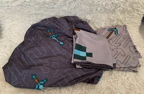 Minecraft Full Sheet Set. 1 flat sheets, 1 Fitted, 1 Pillowcase New | eBay